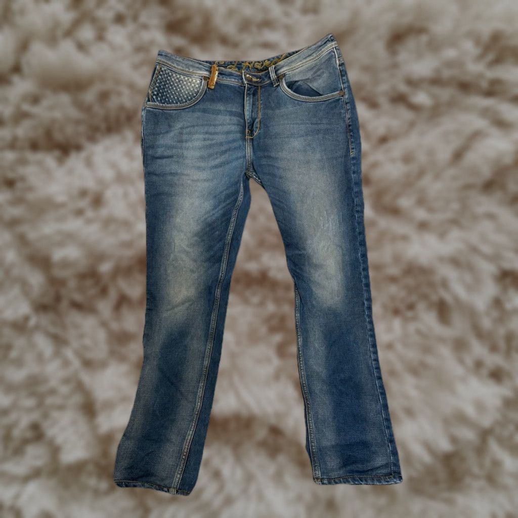 Ed Hardy Ed Hardy Skuller Slim Fit Light Denim Jeans 34x30 Blue Tattoo ...