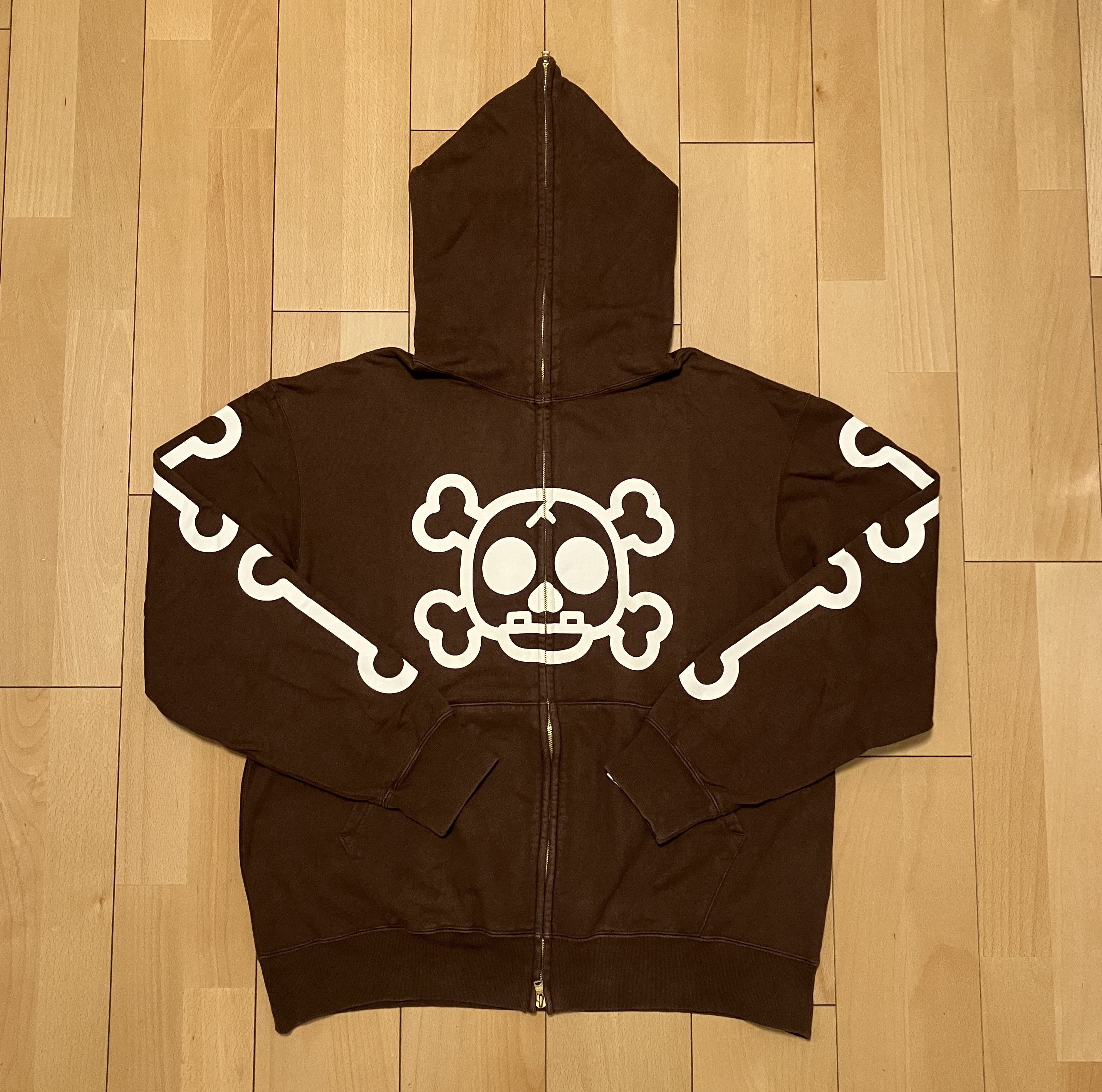 Bape bape brown baby milo cross bone zip hoodie | Grailed