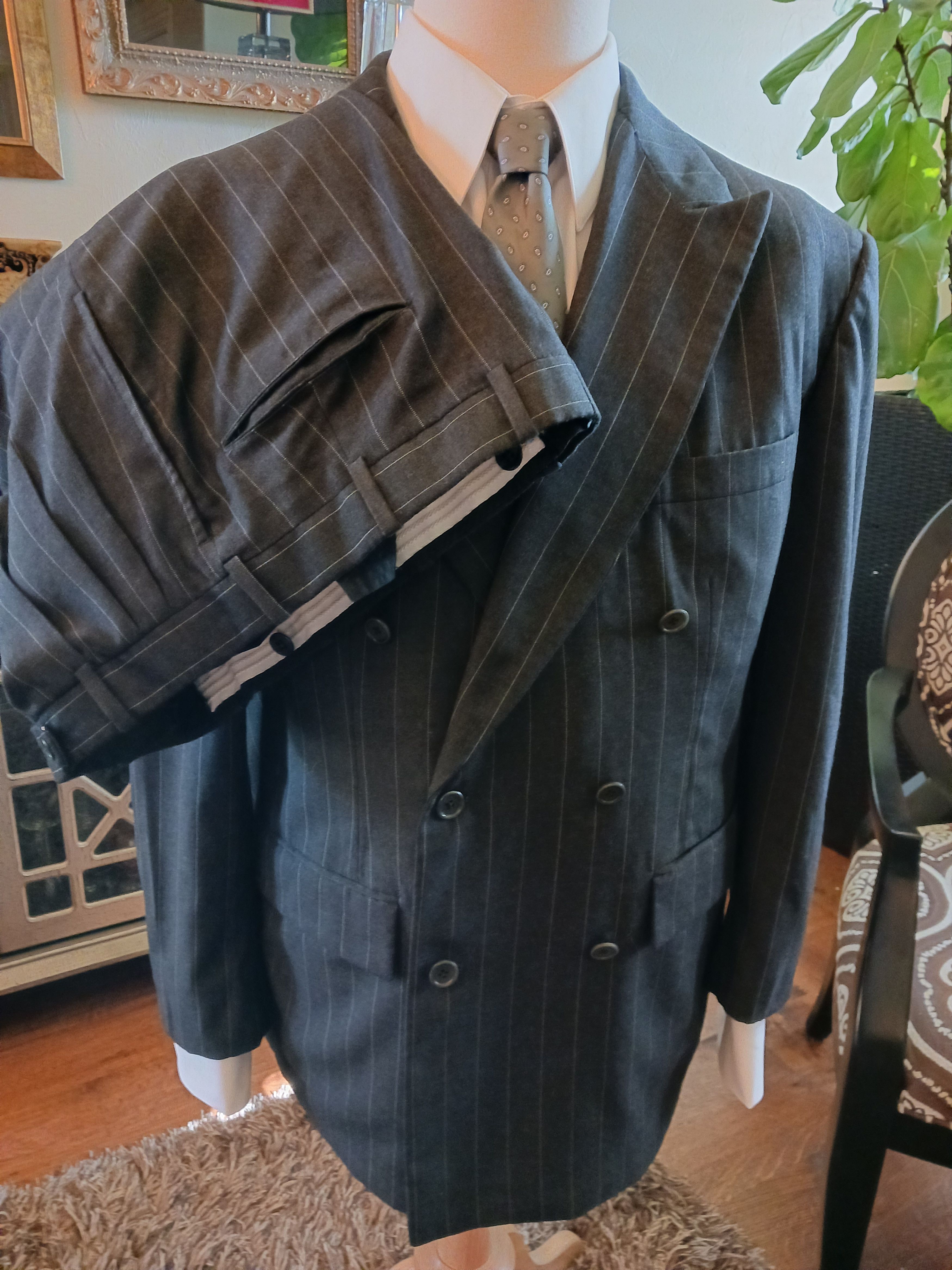 Vintage Hans Herman Vintage Custom-Made Double Breast Pinstripe Suit ...