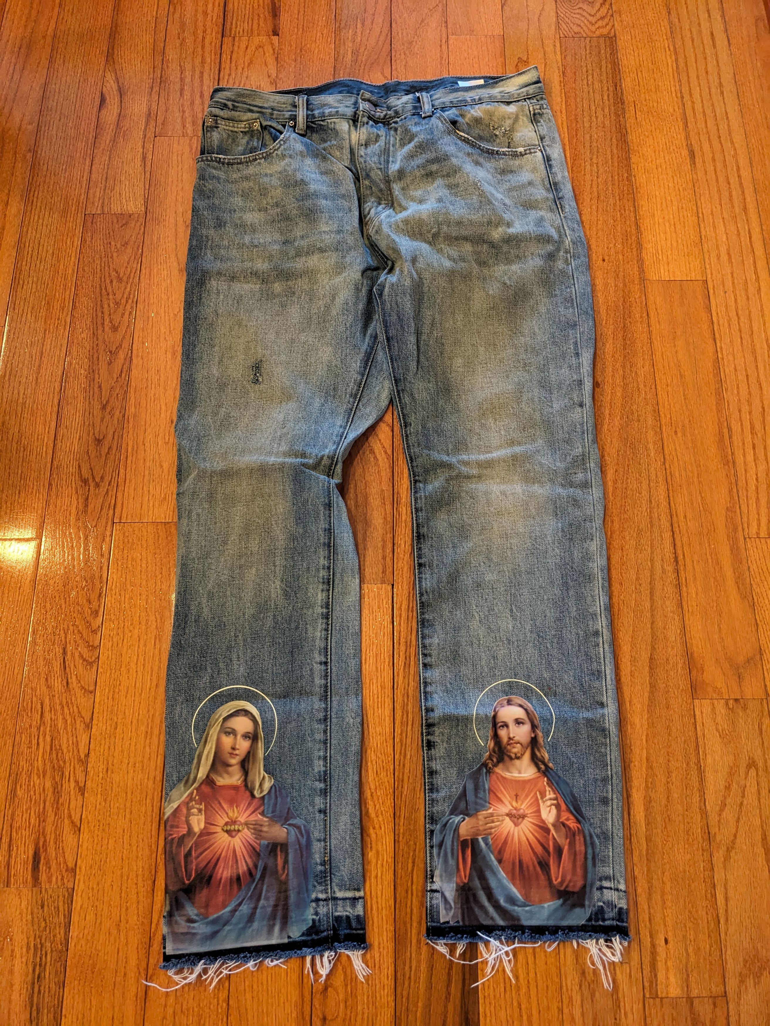 Designer × MNML × Streetwear MNML Jesus and Mary Religion 38 Denim ...