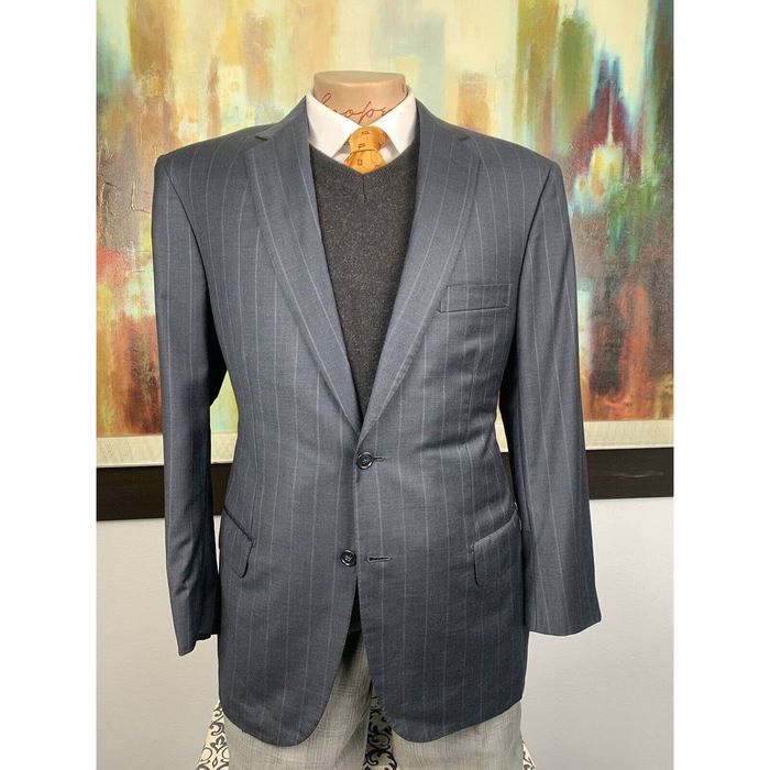 Brioni 42R Brioni NM Colosse Navy Striped Wool & Silk Sport Coat | Grailed