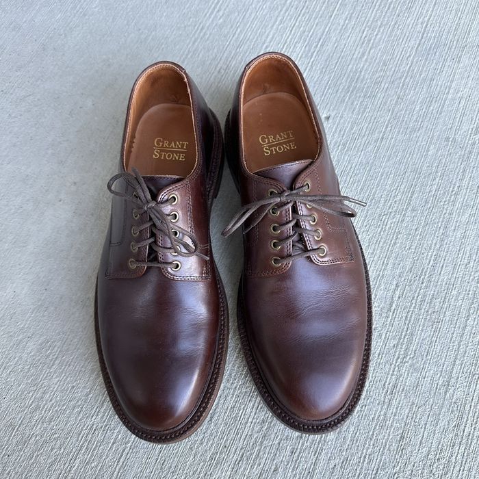 Grant Stone Plain Toe Blucher in Burgundy Chromexcel | Grailed