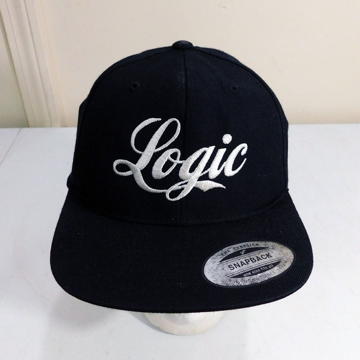 Yupong Logic Rapper Snapback Hat Adjustable Black Script Logo | Grailed