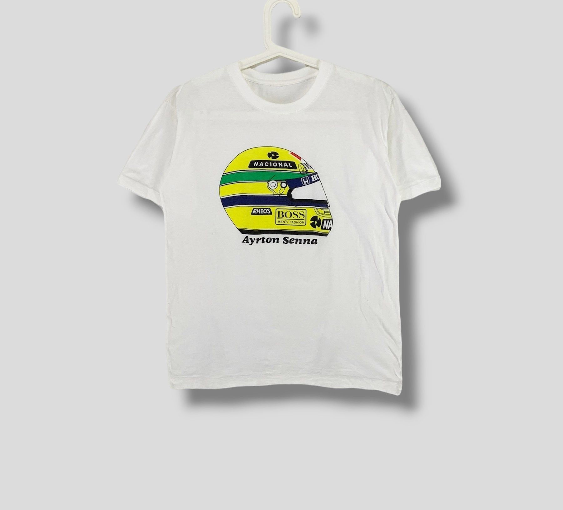 Vintage Vintage 90s Ayrton senna helmet design formula 1 tshirt | Grailed