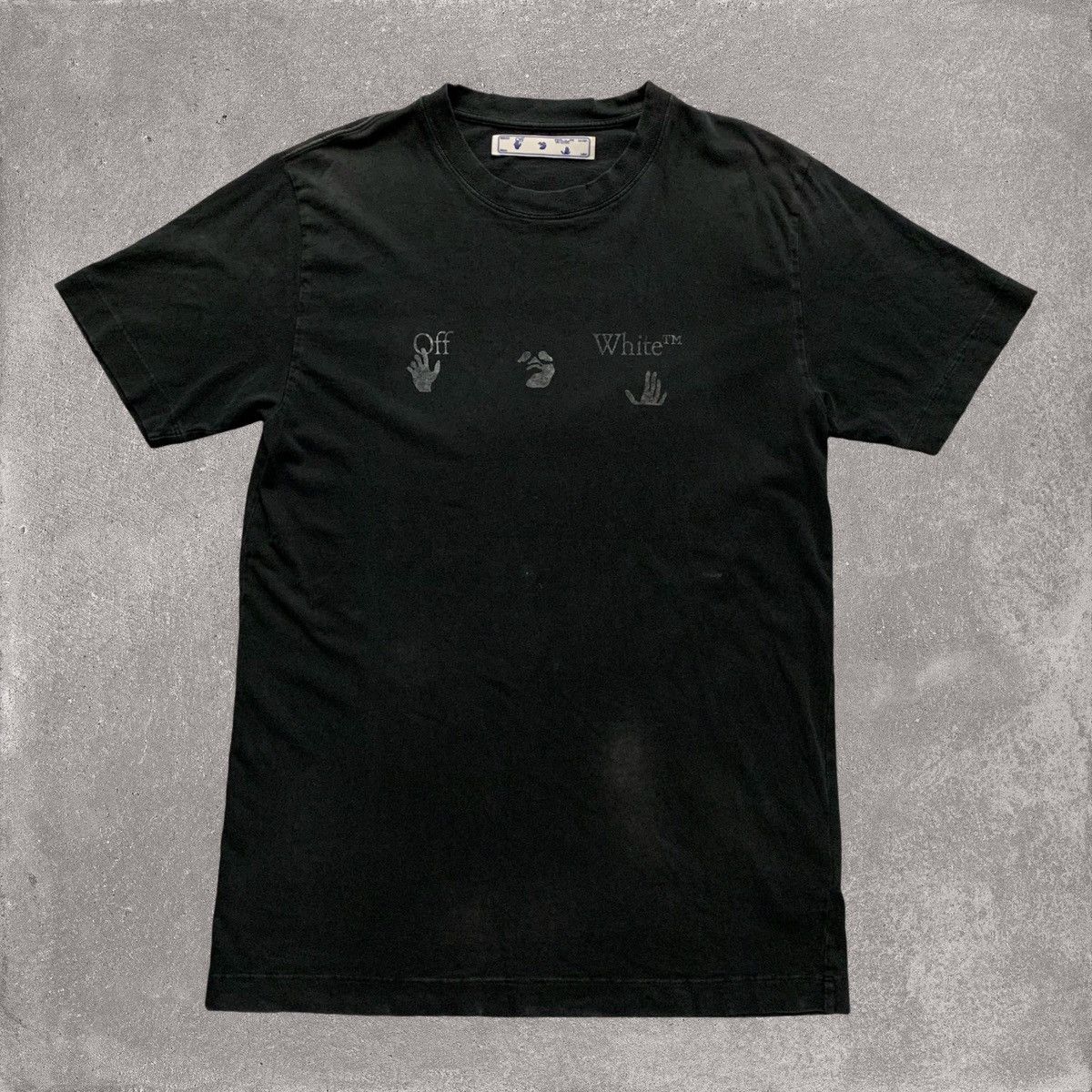 Off-White Off White Medium Drowning Logo Vintage Black Tee Distressed ...