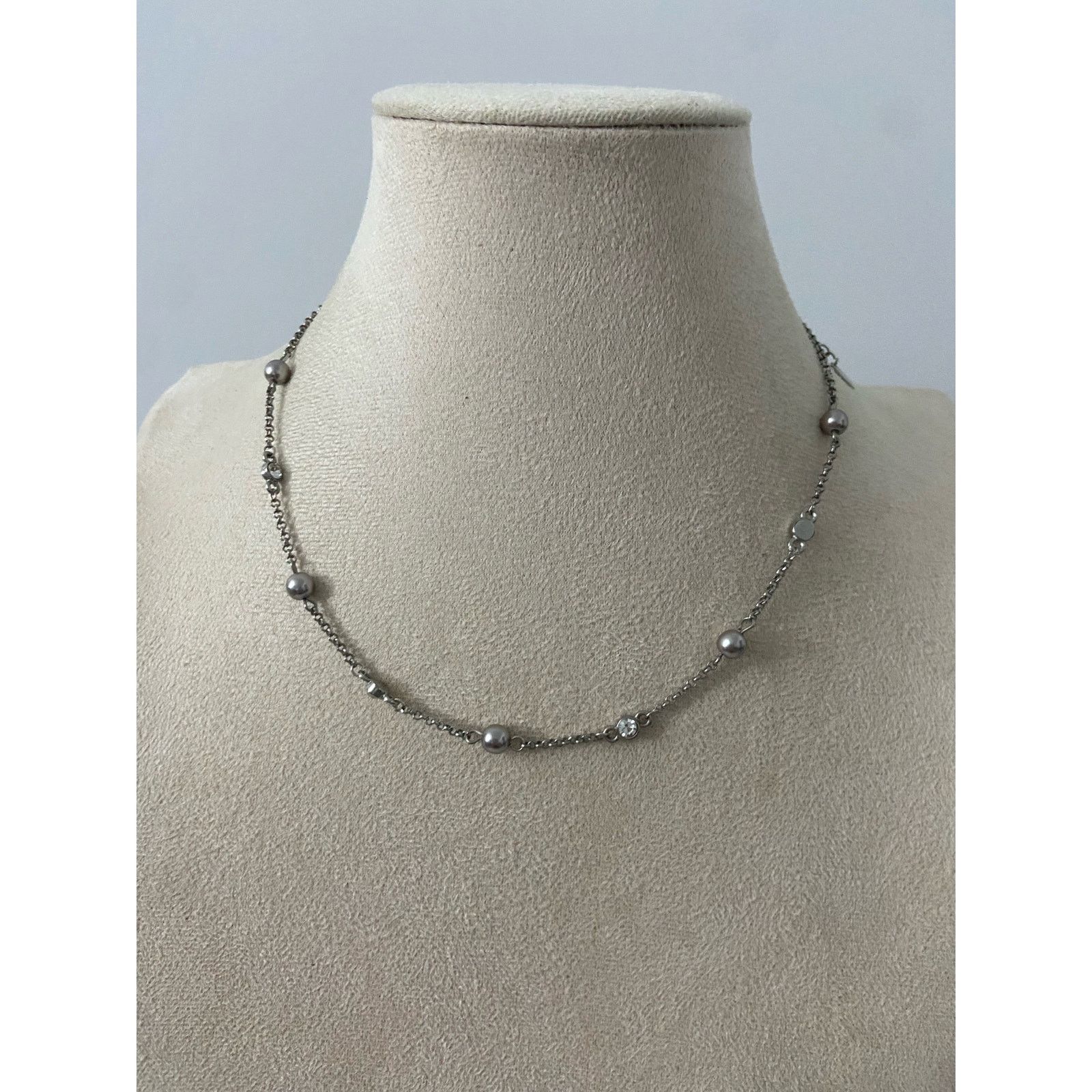 Generic Claire’s chain necklace with rhinestone silver tone | Grailed