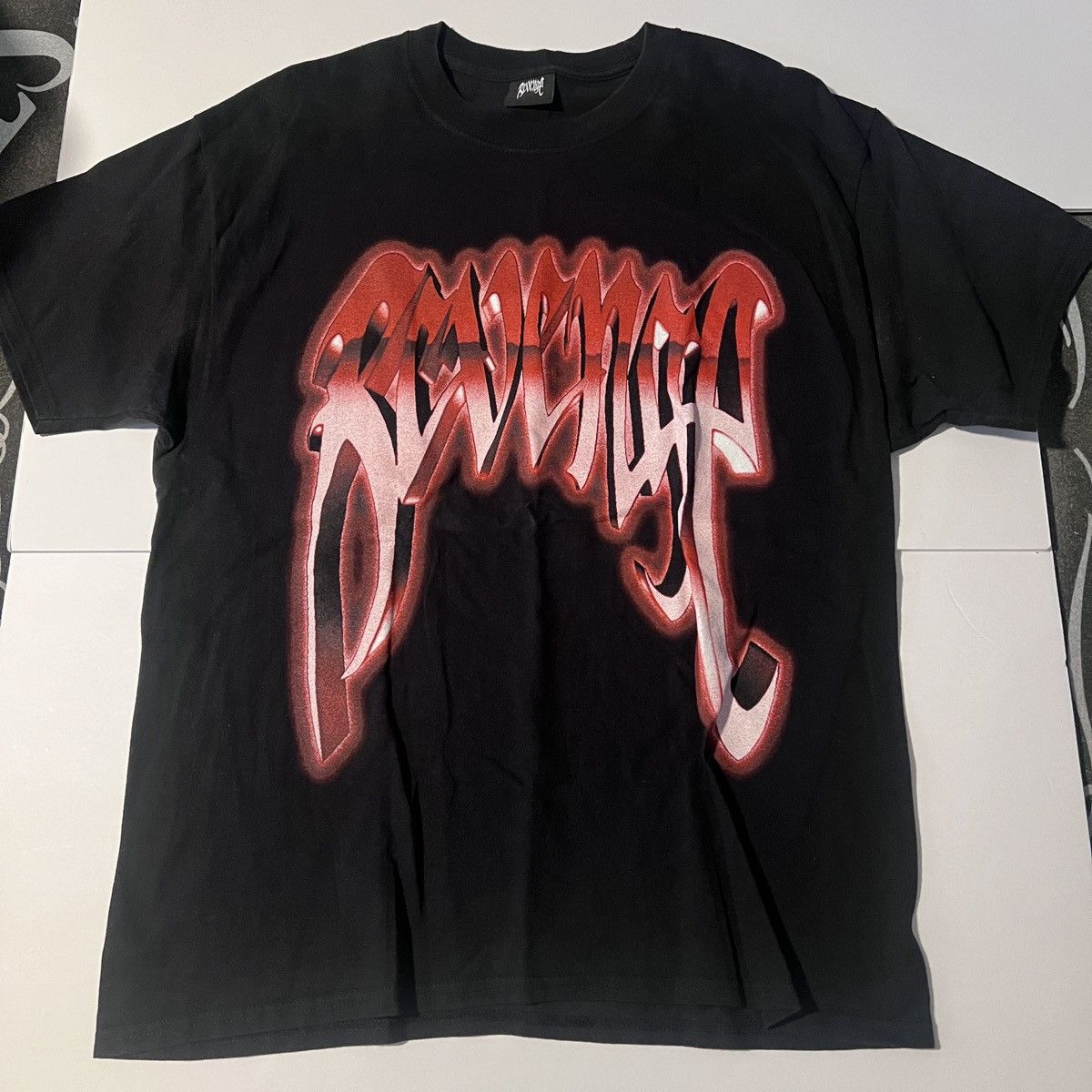 Revenge REVENGE RED CHROME LOGO SKULL TEE | Grailed