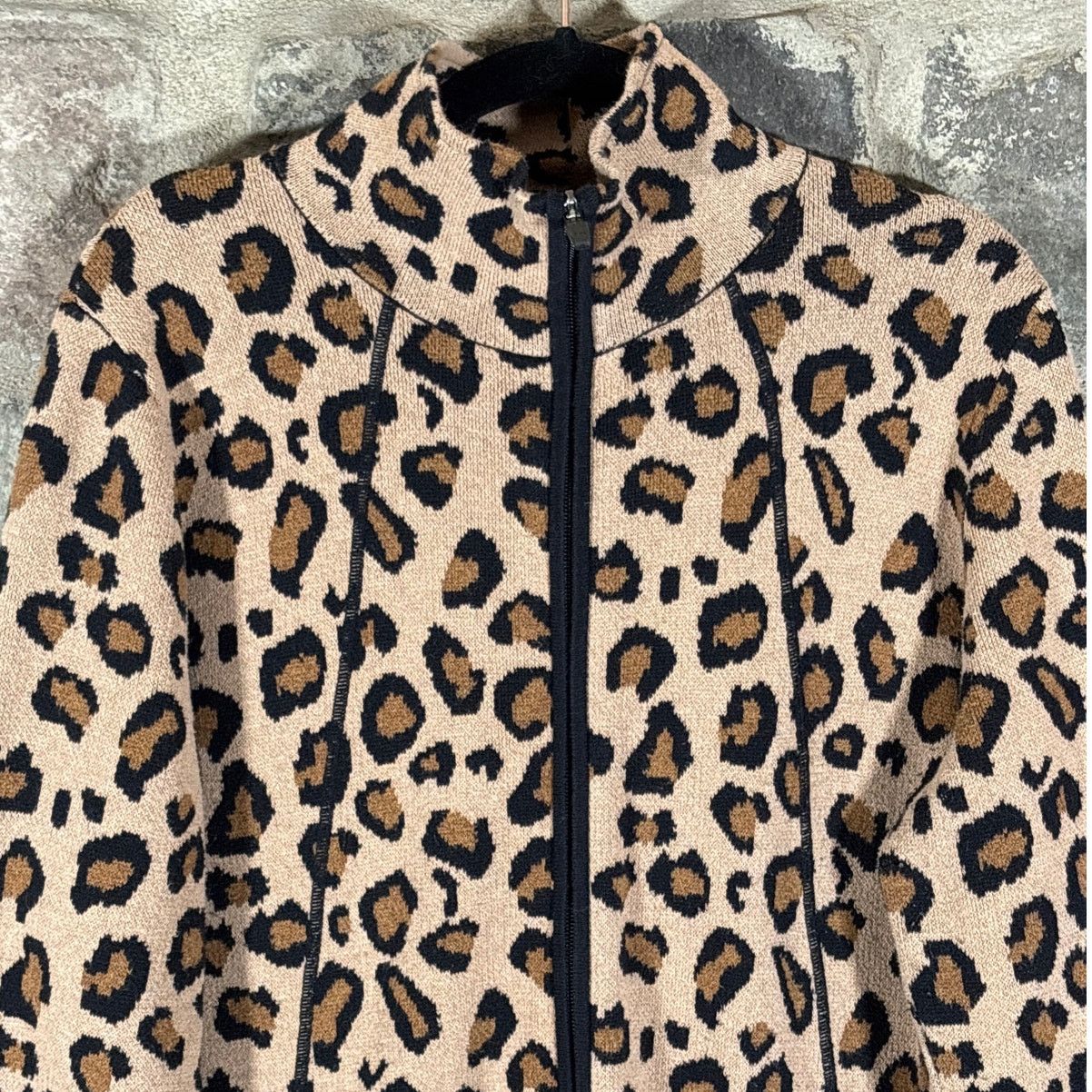 Rachel Zoe Rachel Zoe Sweater Cheetah Print Full Double Zipper | Grailed