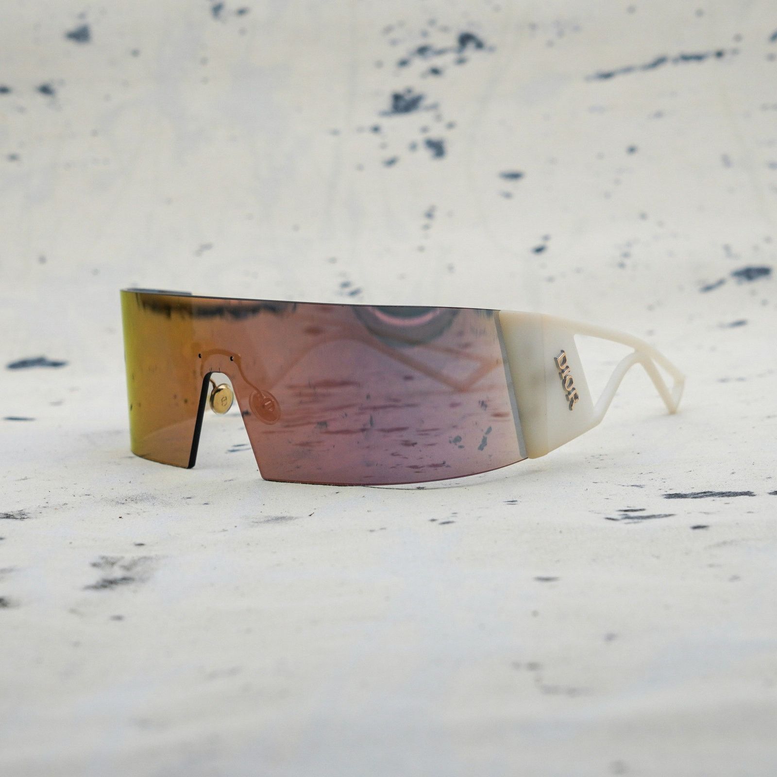 Dior Dior futuristic white shield logo mirrored sunglasses | Grailed