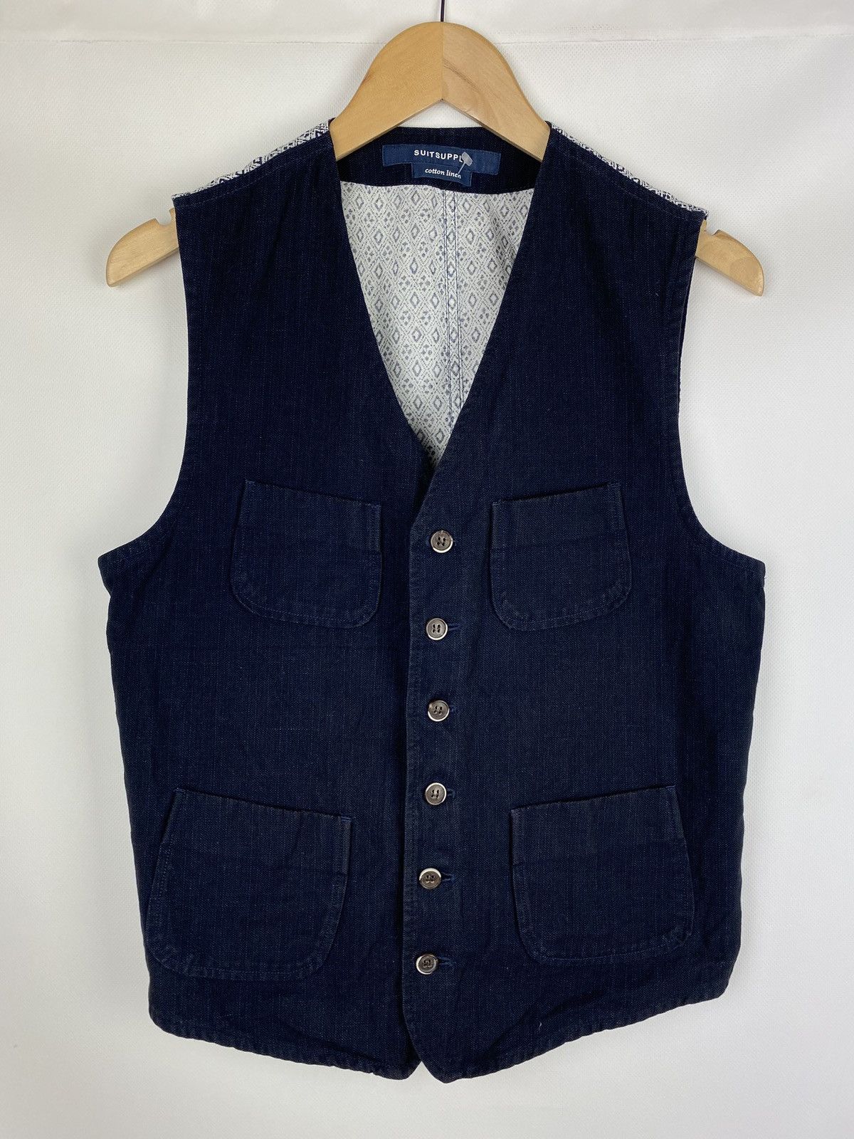 Suitsupply Suitsupply Mens Cotton Linen Multipocket Vest Waistcoat Grailed