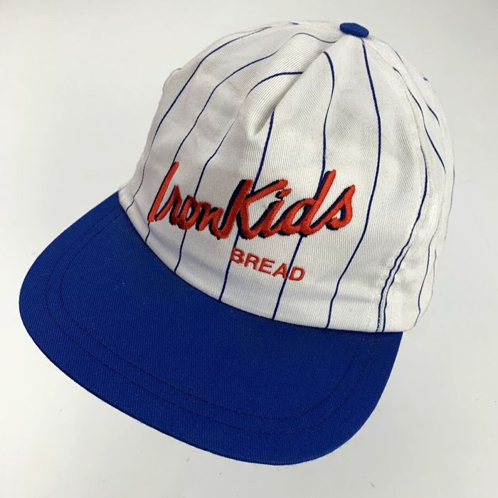 Vintage Iron Kids Bread Script Pin Stripe VTG Ball Cap Hat Adjustable ...