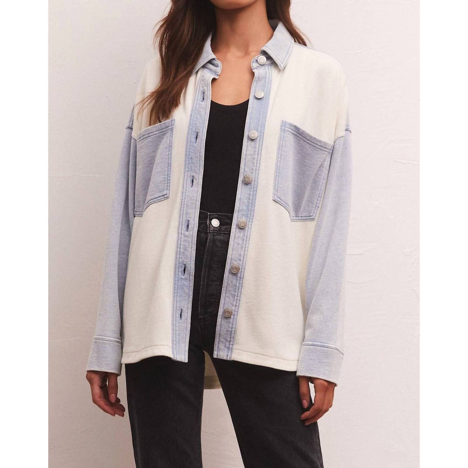 Z Supply All Day Colorblock Jacket In Washed Indigo | Grailed