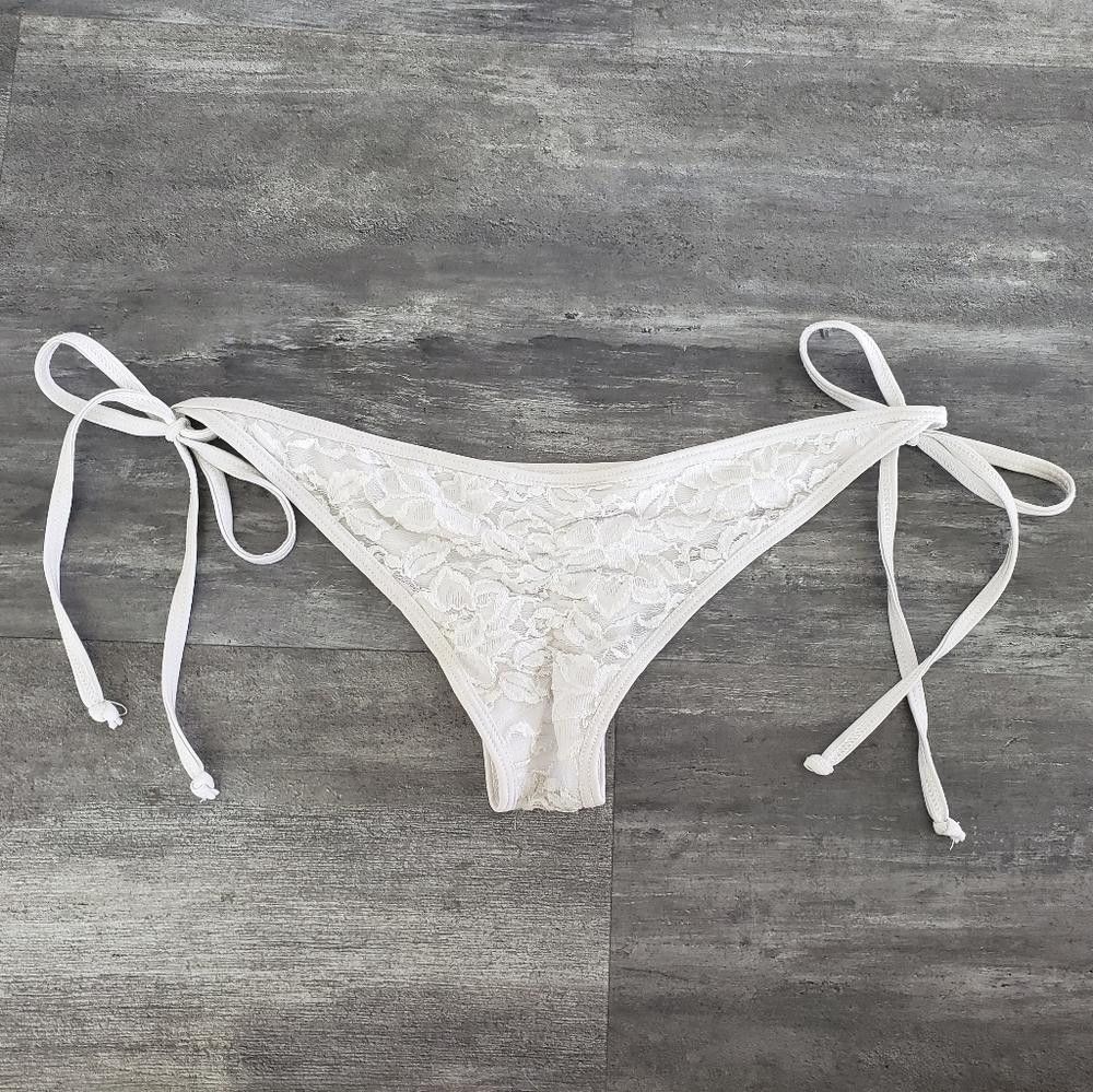 Designer White Lace Detailed LMG Bikini Bottoms | Grailed