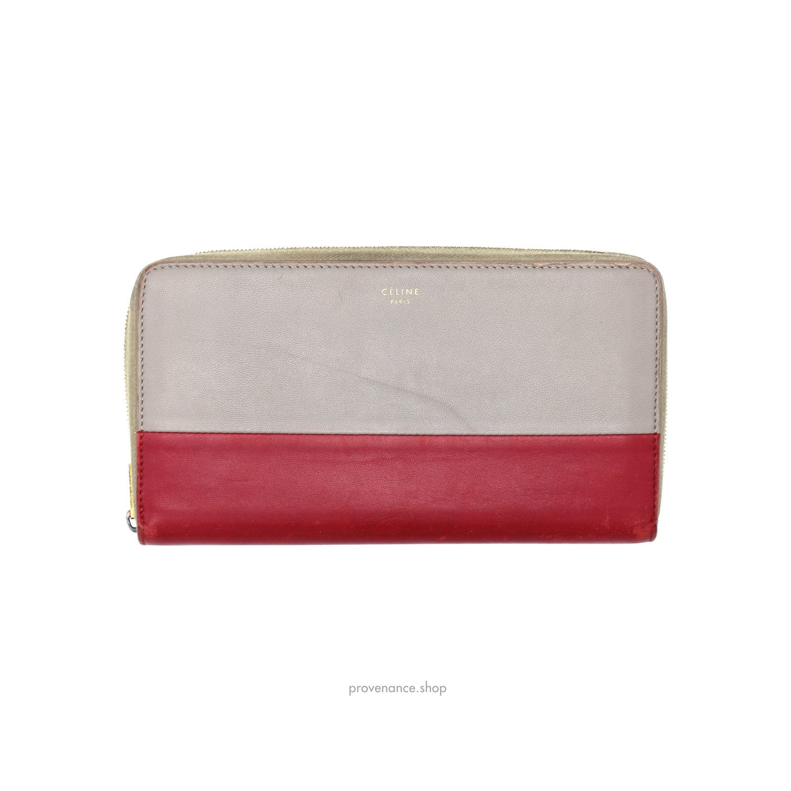 Celine 🔴 Celine Multifunction Zip Wallet - Grey/Red | Grailed