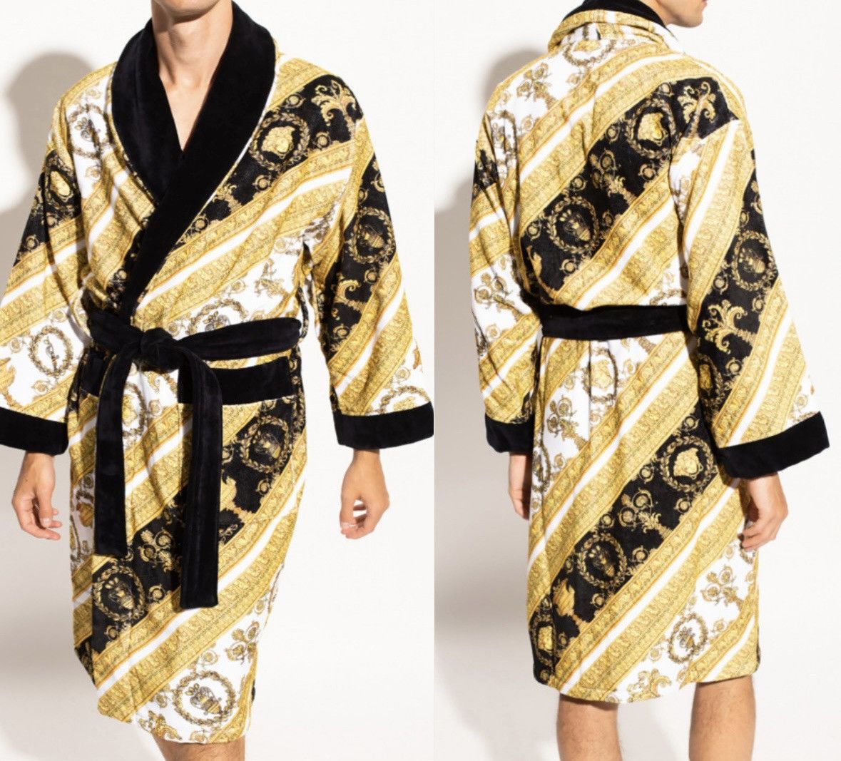 Versace Versace Light Gold/Black Baroque Print Robe | Grailed