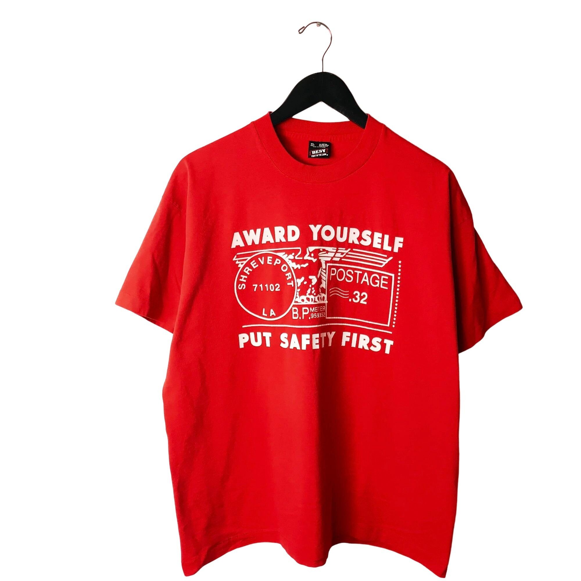 Vintage 90s Vintage Award Yourself Put Safety First T Shirt USA XL ...