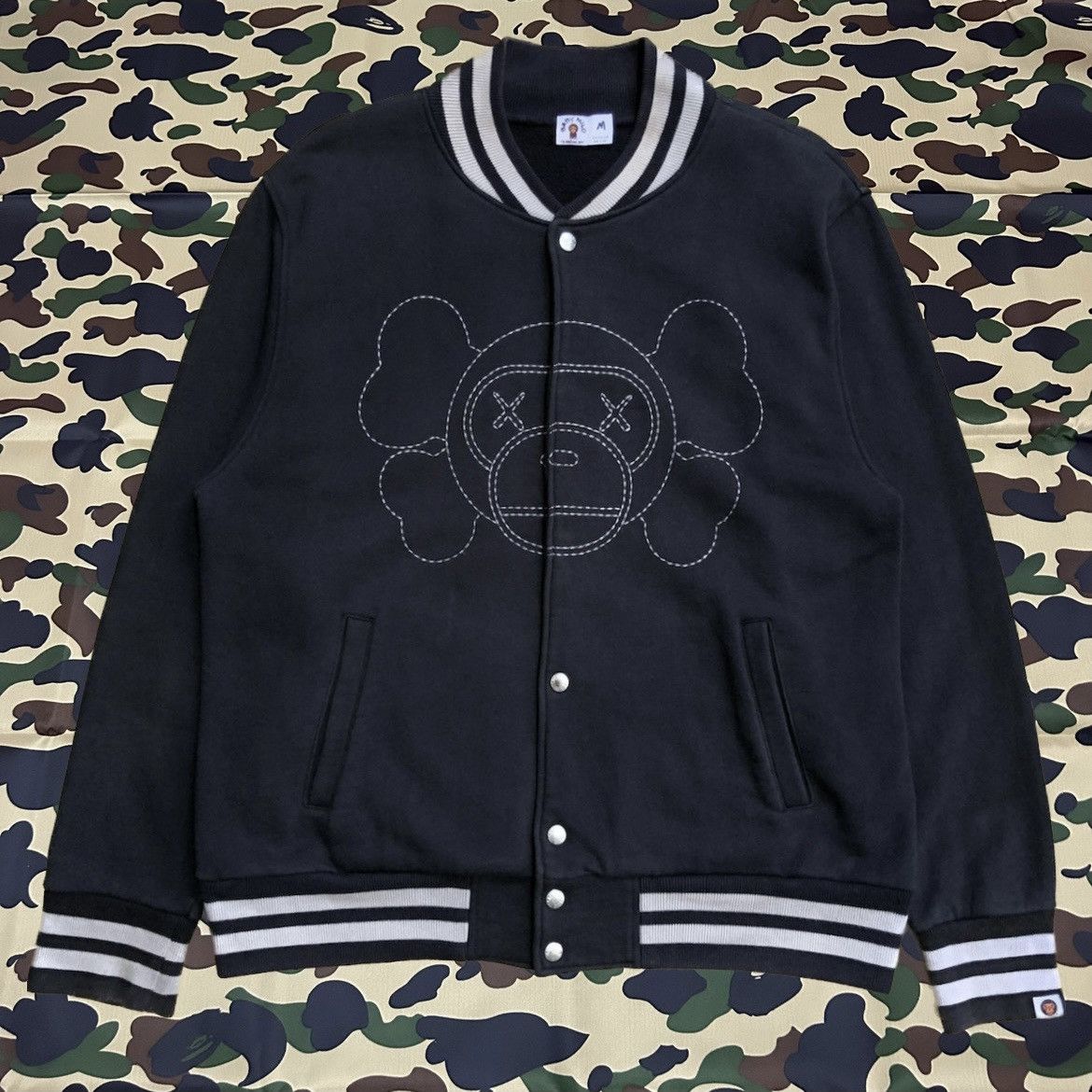 Bape × Kaws Baby Milo x Kaws Sweat Varsity Jacket | Grailed