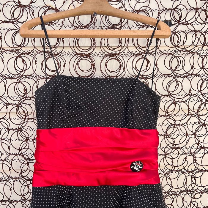 Vintage 90s red black white polkadot strapless punk goth prom dress ...