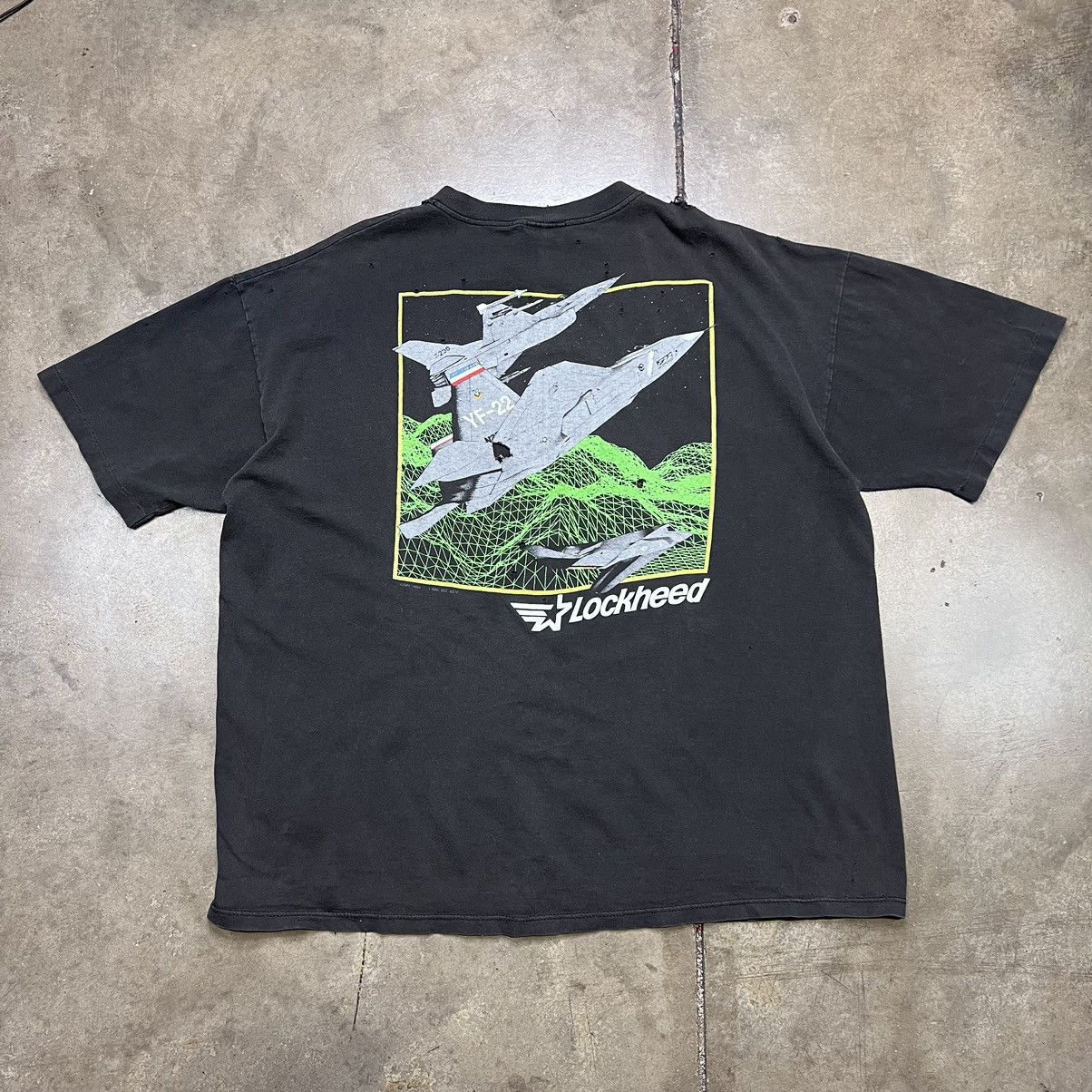 Vintage Vintage 90s Lockheed Martin Military Fighter Jet Graphic Tee ...