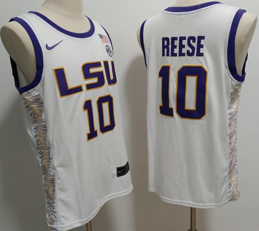 Custom LSU Tigers Angel Reese Jersey Basketball White #10 | Grailed