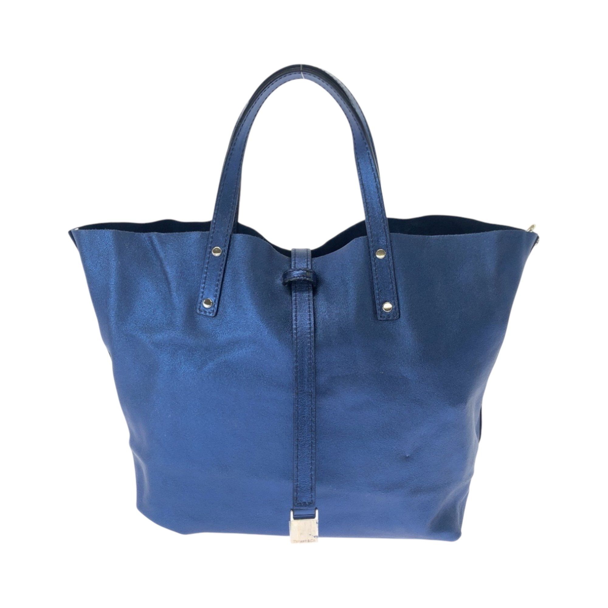 Tiffany & Co. TIFFANY & Co. Tiffany Metallic Blue Leather Handbag with ...