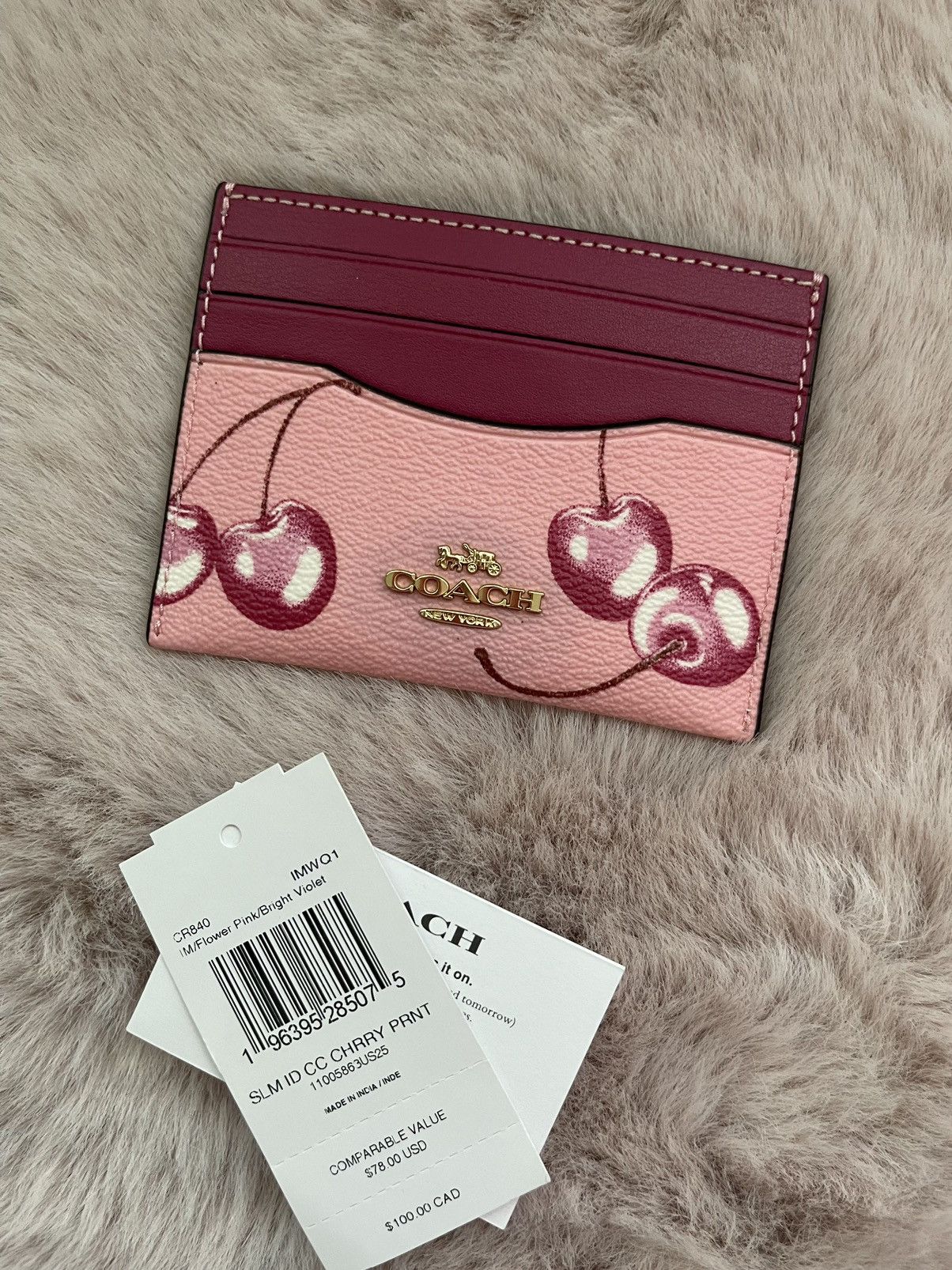 Coach COACH Slim Id Card Case Holder Cherry Print | Grailed