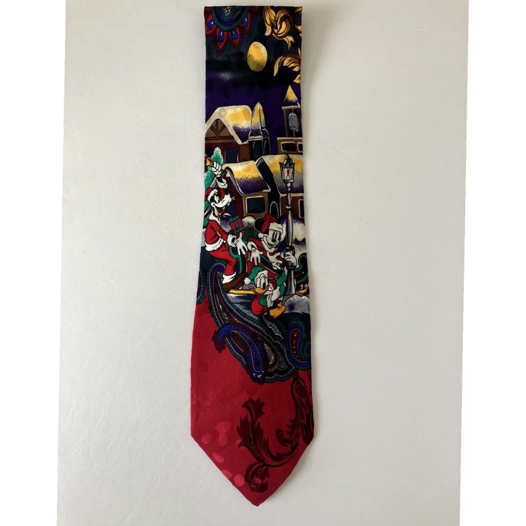 Disney Silk Jacquard Mickey Mouse Donald Duck Goofy Christmas Character ...