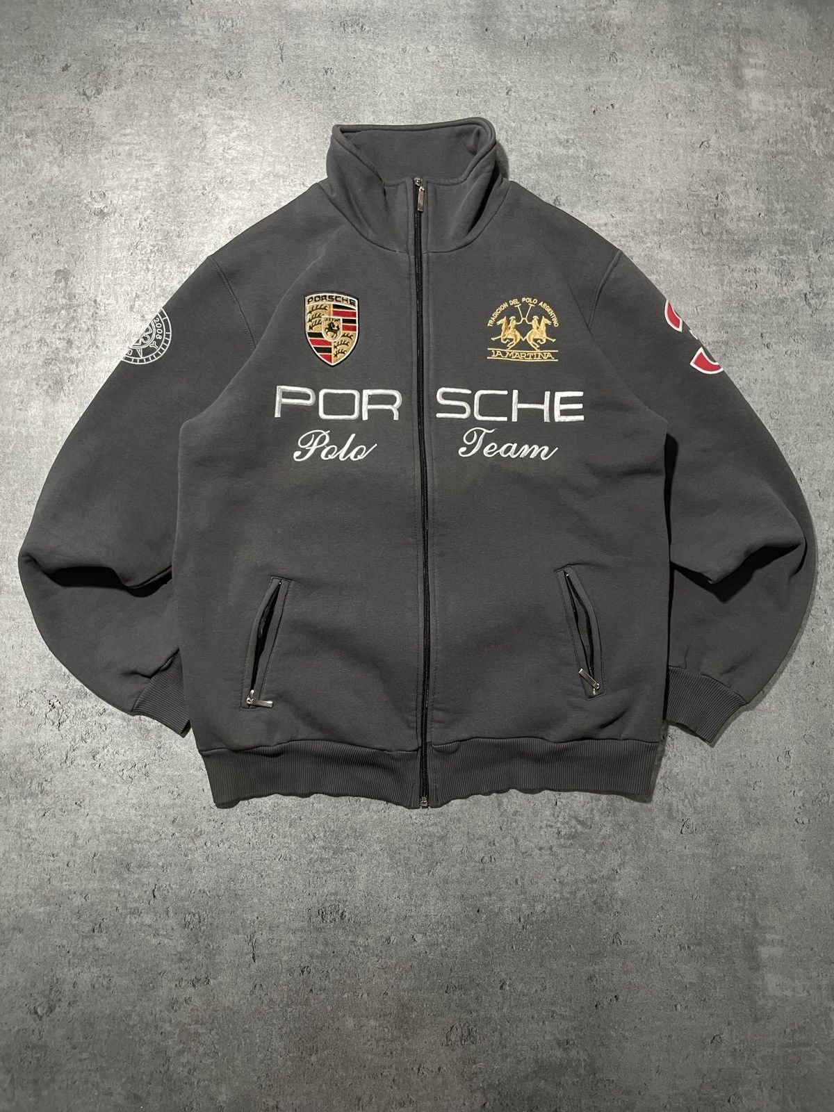 Porsche Design × Streetwear × Vintage Grey Zip crewneck Porsche racing ...
