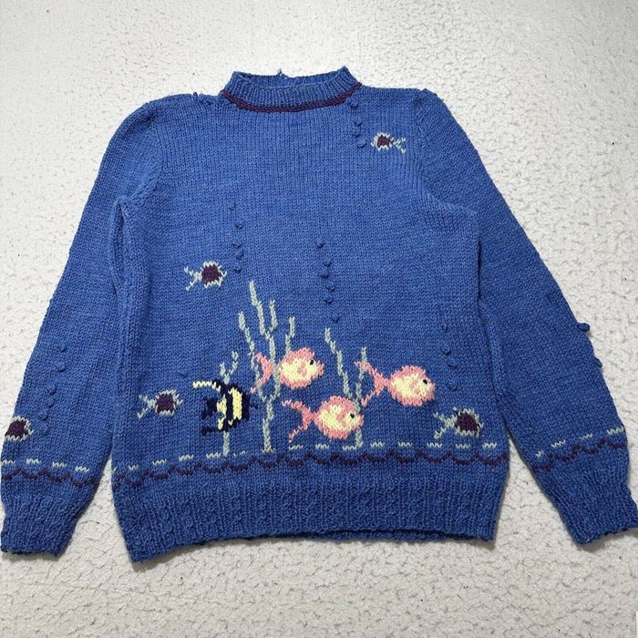 Handmade Vintage Hand Knit Large Fish Aquarium Ocean Sweater | Grailed