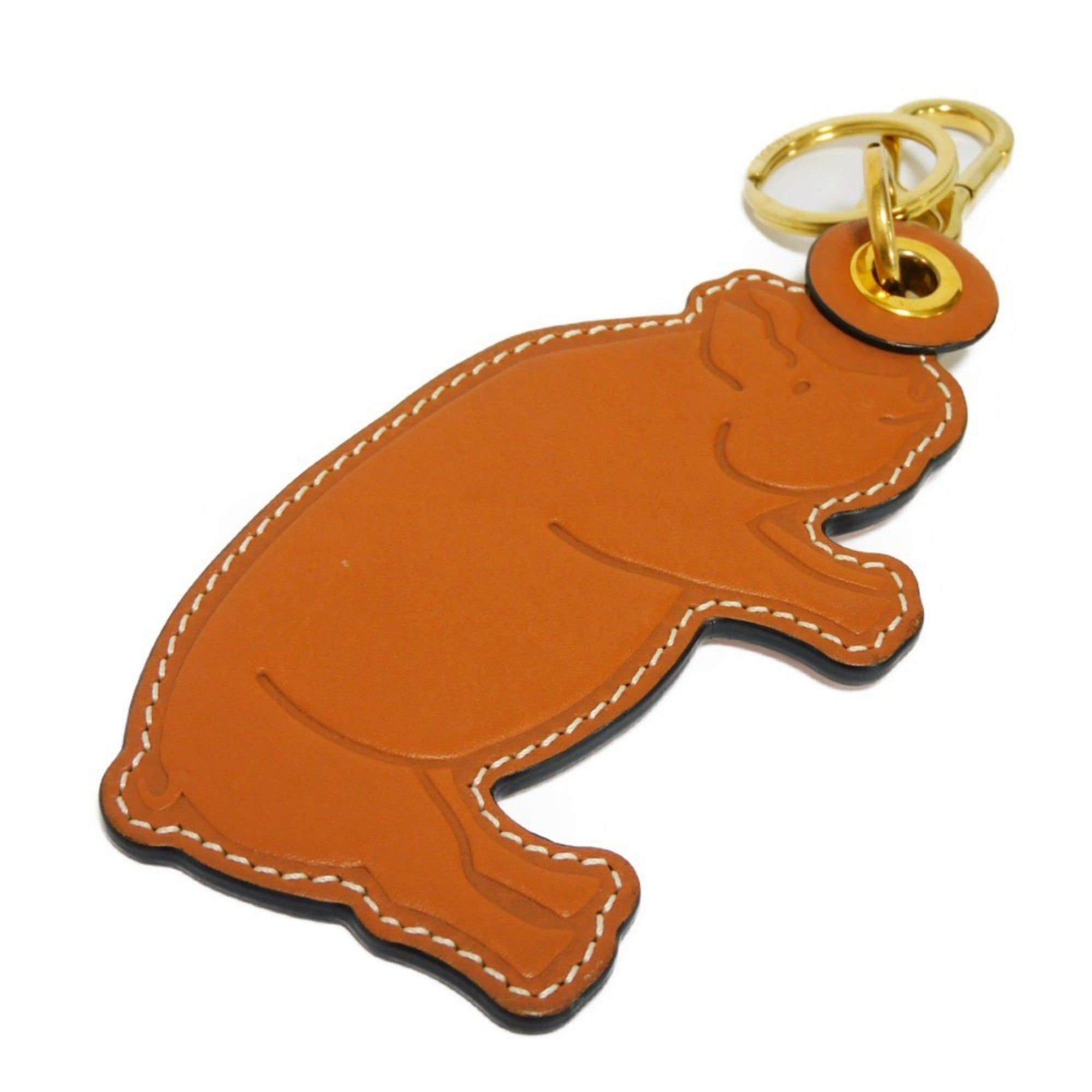 Loewe LOEWE Keychain Animal Charm Noah's Ark Pig Brown Pink Bicolor Tan ...