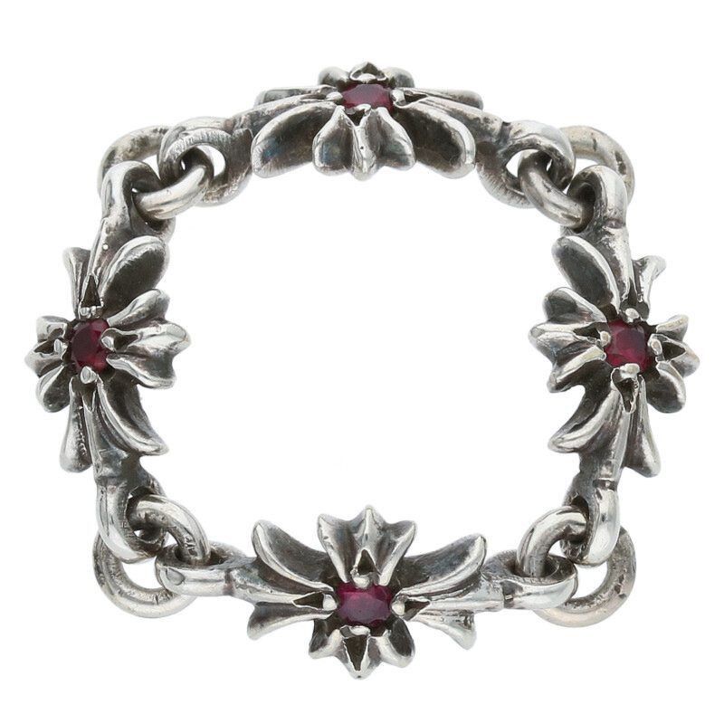 Chrome Hearts Chrome Hearts Ruby Silver Ring Tiny ECH Plus | Grailed