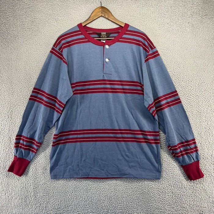 Vintage Vintage Sears Shirt XL Blue Red Henley Rockabilly 70s 80s | Grailed