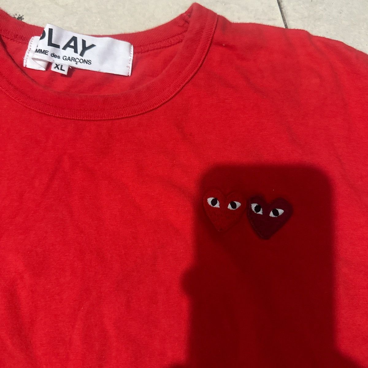 Comme des Garcons cdg double heart patch shirt | Grailed
