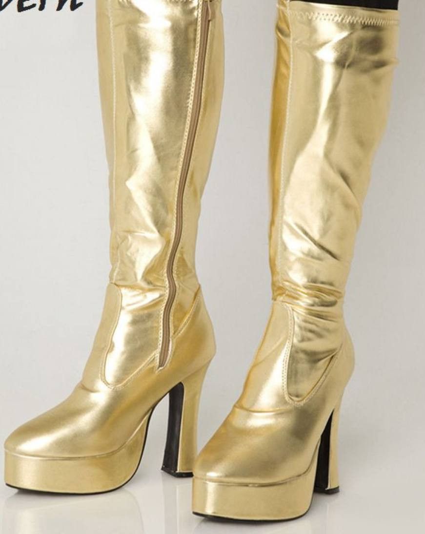 Italian Designers Gold Chunky Platform 1960s 70s Hippie Knee High Drag ...