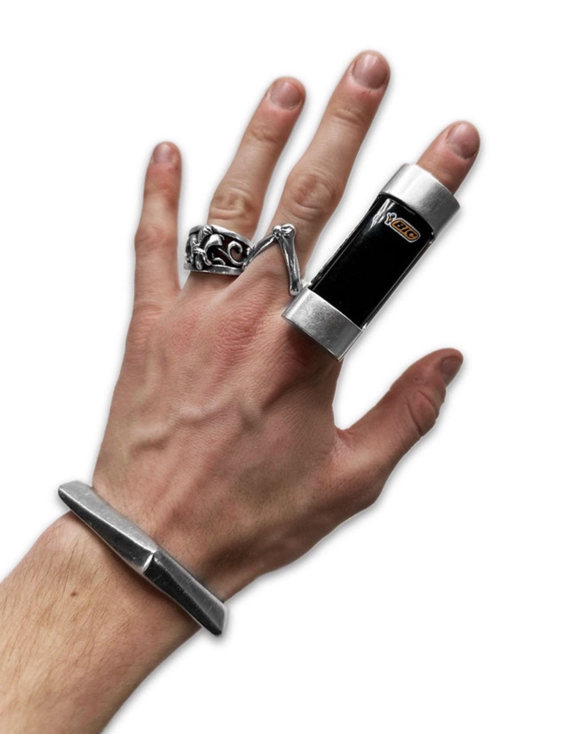 Very Rare 🇮🇹 16ss Vetements BIC lighter Etched silver cut out ring ...