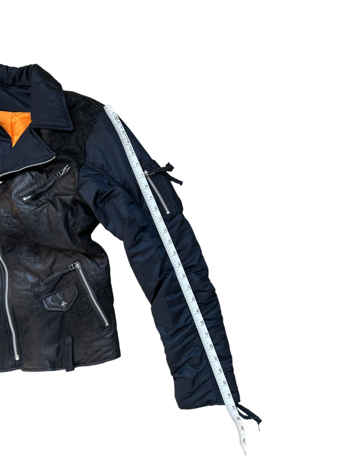 14th Addiction 14th Addiction Distress Sheep skin Hybrid Leather Jacket ...