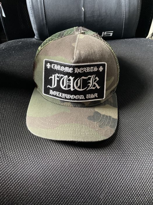 Chrome Hearts Chrome Hearts Camo Trucker Fuck Hat | Grailed