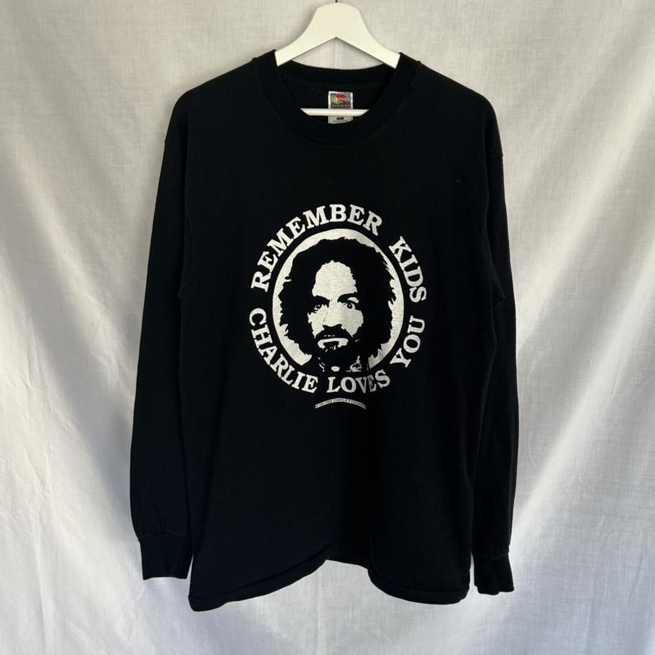 Vintage VINTAGE CHARLES MANSON ERD STYLE BLACK LONG SLEEVE TEE | Grailed