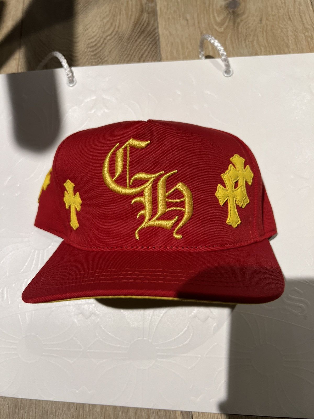 Chrome Hearts Red and yellow cross patch hat New collection | Grailed