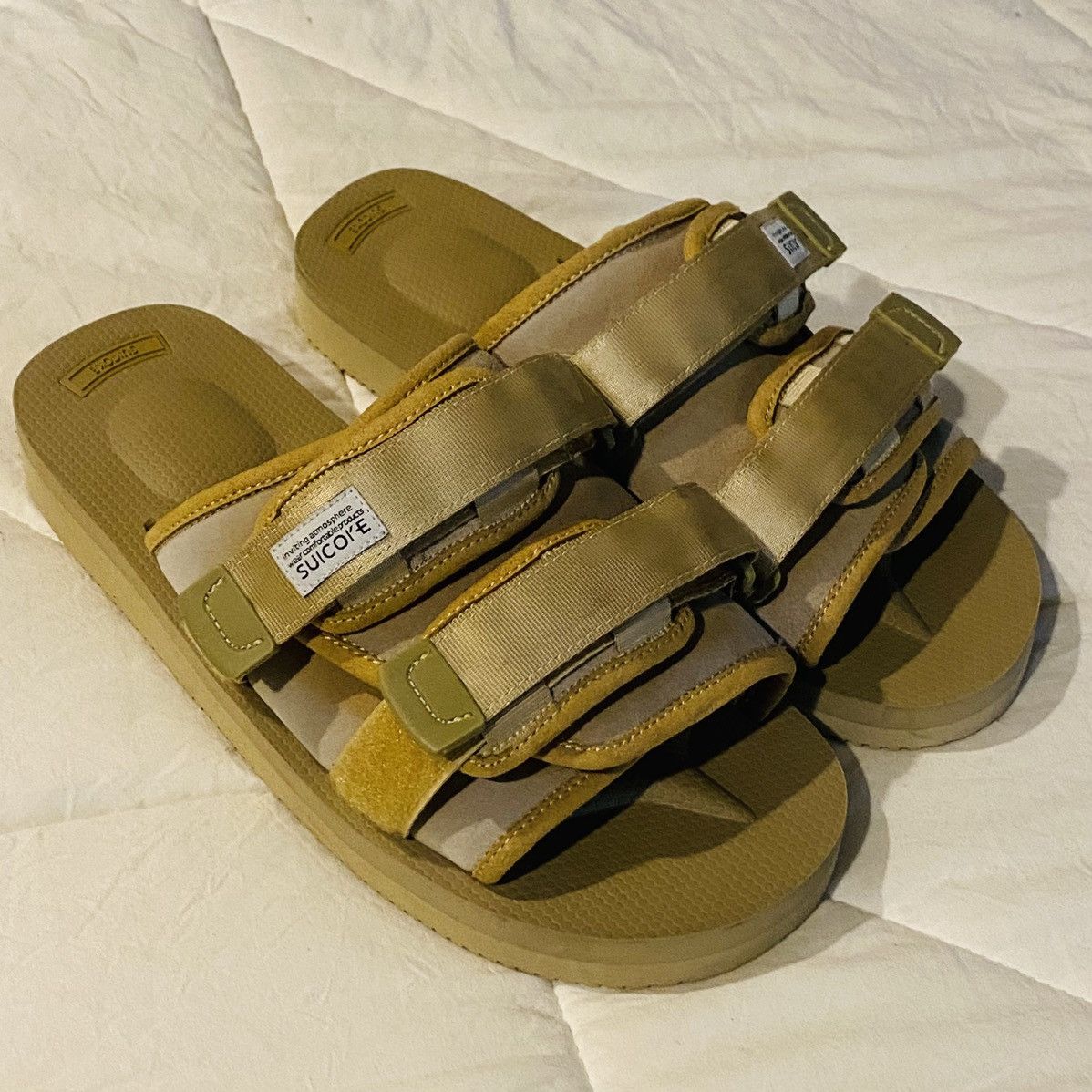 Suicoke SUICOKE Moto-VS Beige Adjustable Slides Men’s Size 11 | Grailed