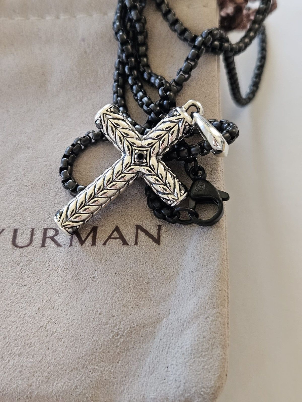 David Yurman David Yurman Chevron Sculpted Diamond Cross With Chain ...