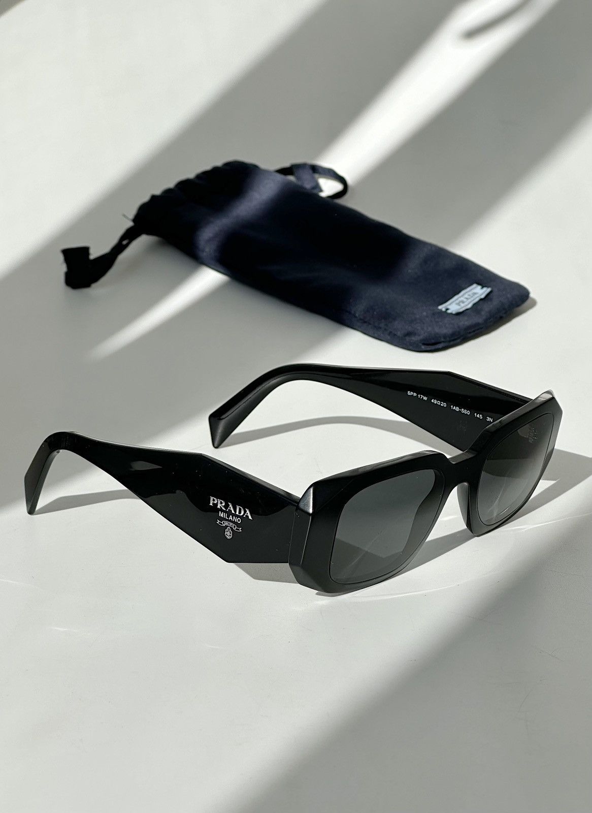 Prada PRADA Symbole Runway Logo Sunglasses SPR17W Black rapper y2k ...