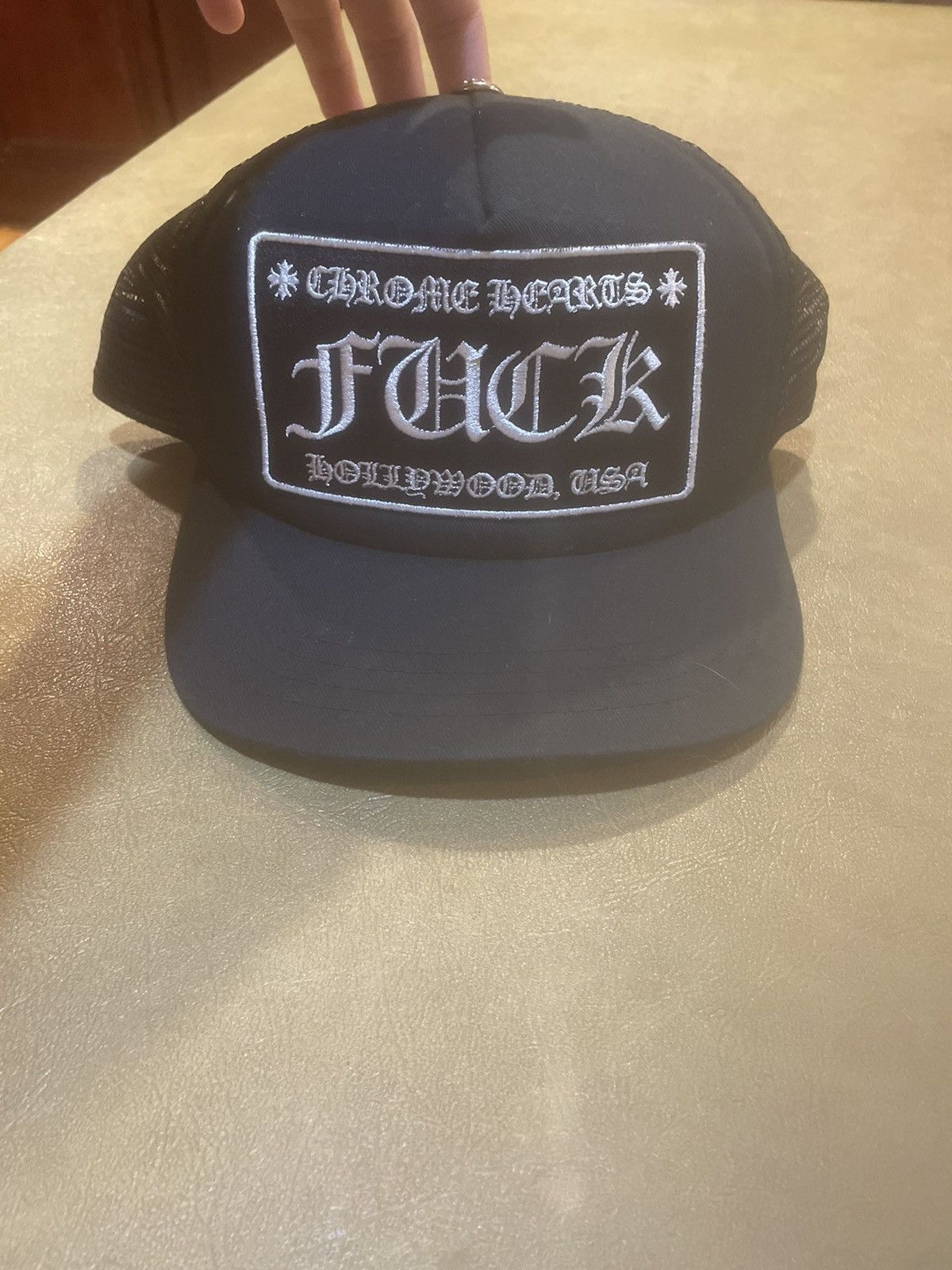 Chrome Hearts Black Chrome hearts “Fuck” trucker hat | Grailed