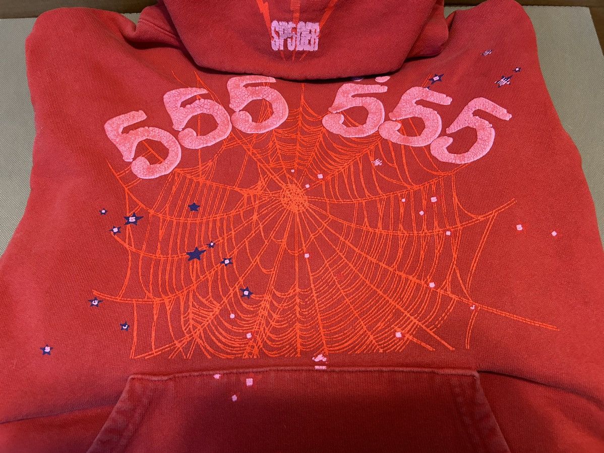 Spider Worldwide Sp5der Worldwide Red Angel Number 555 Hoodie | Grailed
