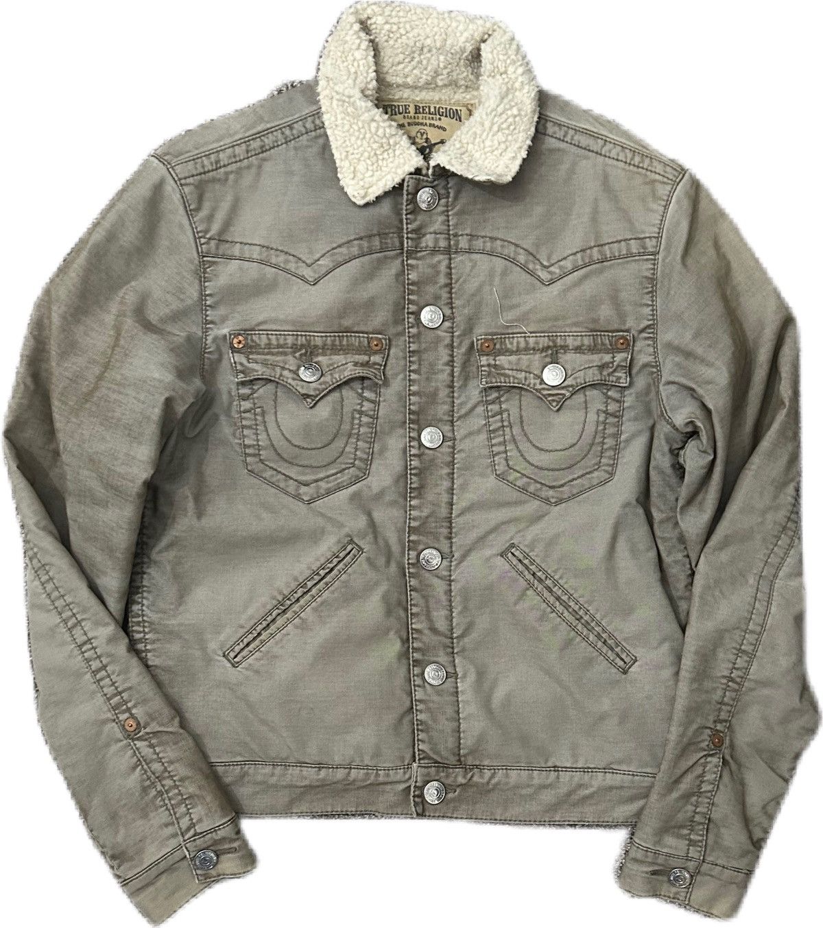 True Religion × Vintage Rare Grayish True Religion Corduroy Sherpa ...