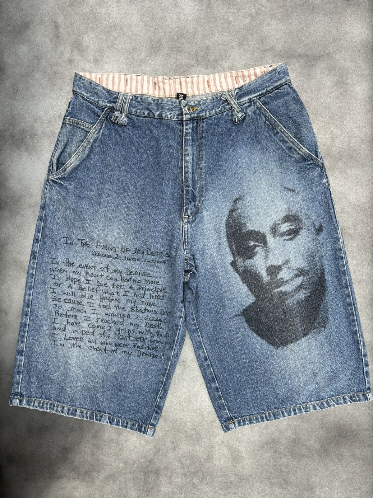 Fubu × Makaveli × Vintage Vintage Tupac Jean Shorts 90s Baggy Jorts ...