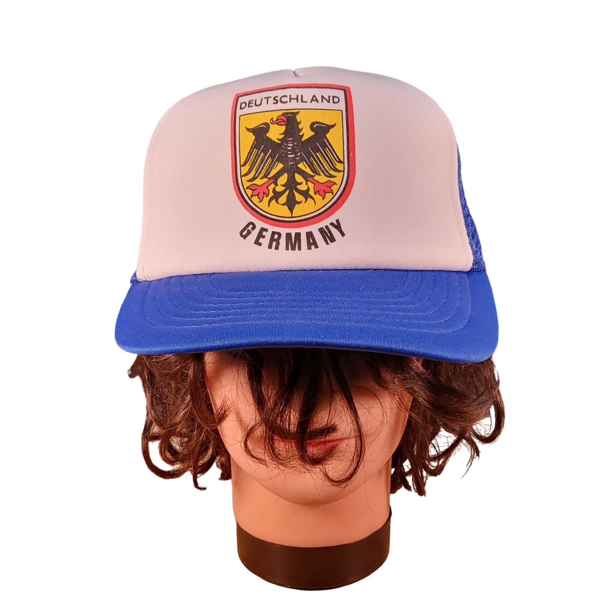 Vintage Vintage Deutschland Germany Trucker Snapback Hat OS Blue Whi ...