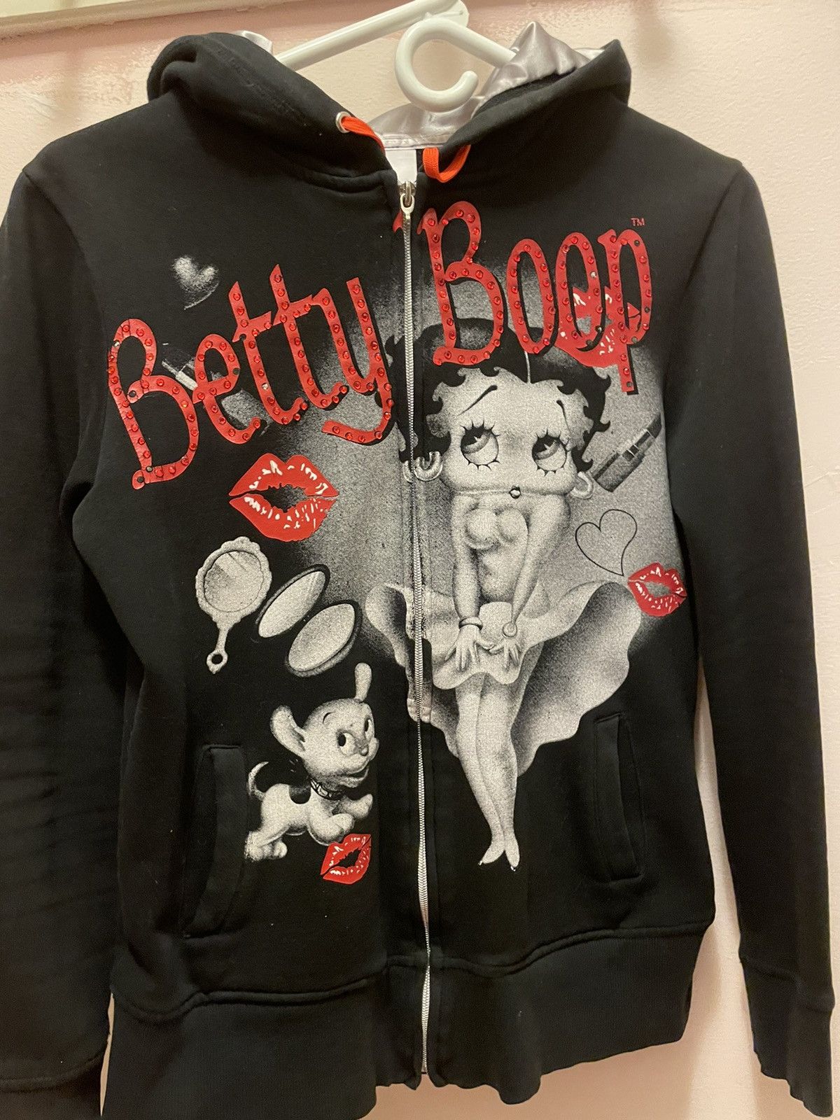 Custom × Streetwear Custom Betty Boop Bedazzled Zip Up | Grailed