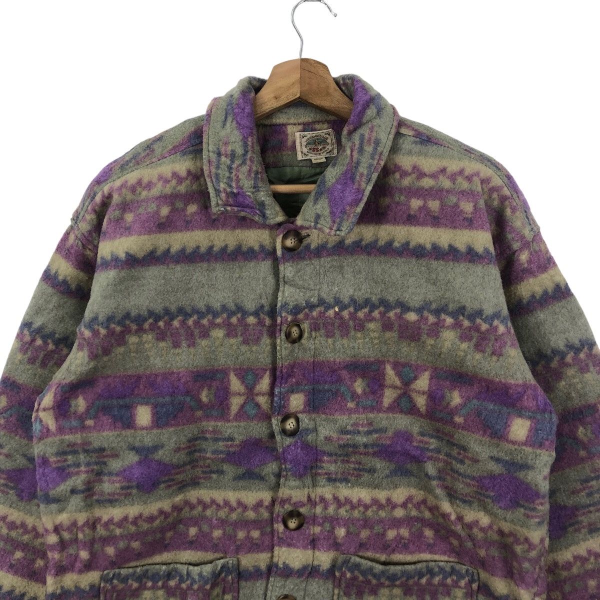 Vintage Vtg VIRGIN VOYAGE NAVAJO Aztec Sherpa Purple Fleece Jacket ...