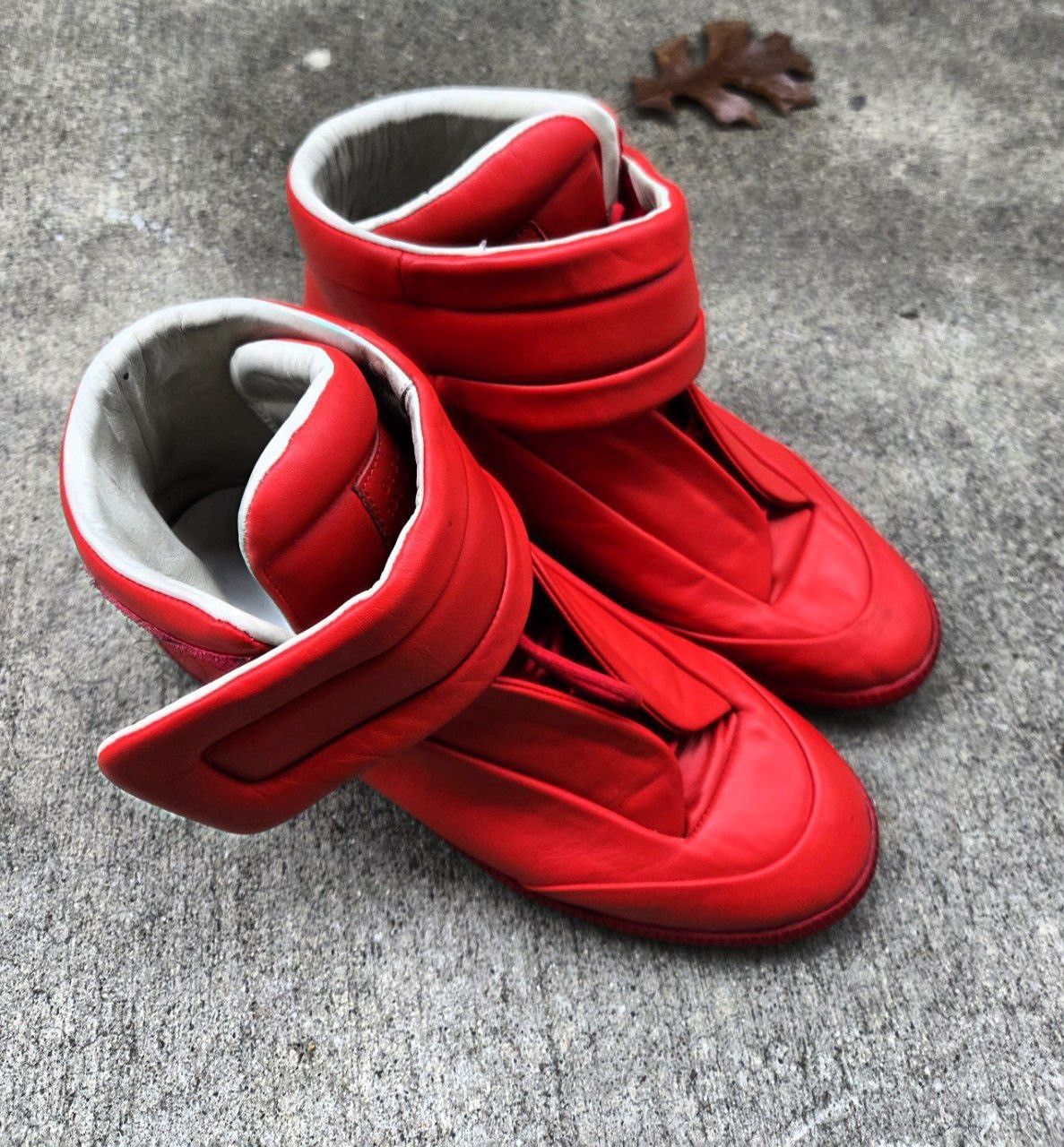 Maison Margiela Maison Margiela High Top Red Leather Sneakers | Grailed